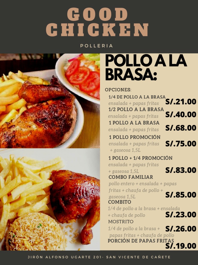 Menú de Pollería Good Chicken | PDF | Alimentos | Cocina