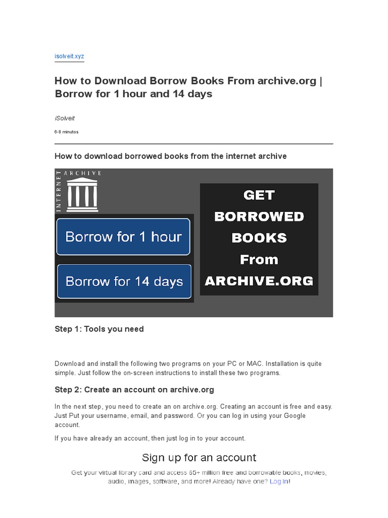 How To Download Borrow Books From Archive Org Borrow For 1 Hour