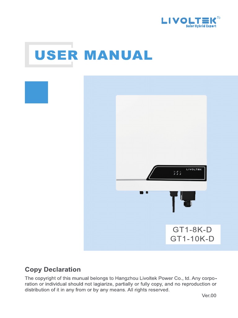 Manual Livoltek GT1 10K D | PDF | Power Inverter | Electrical Connector