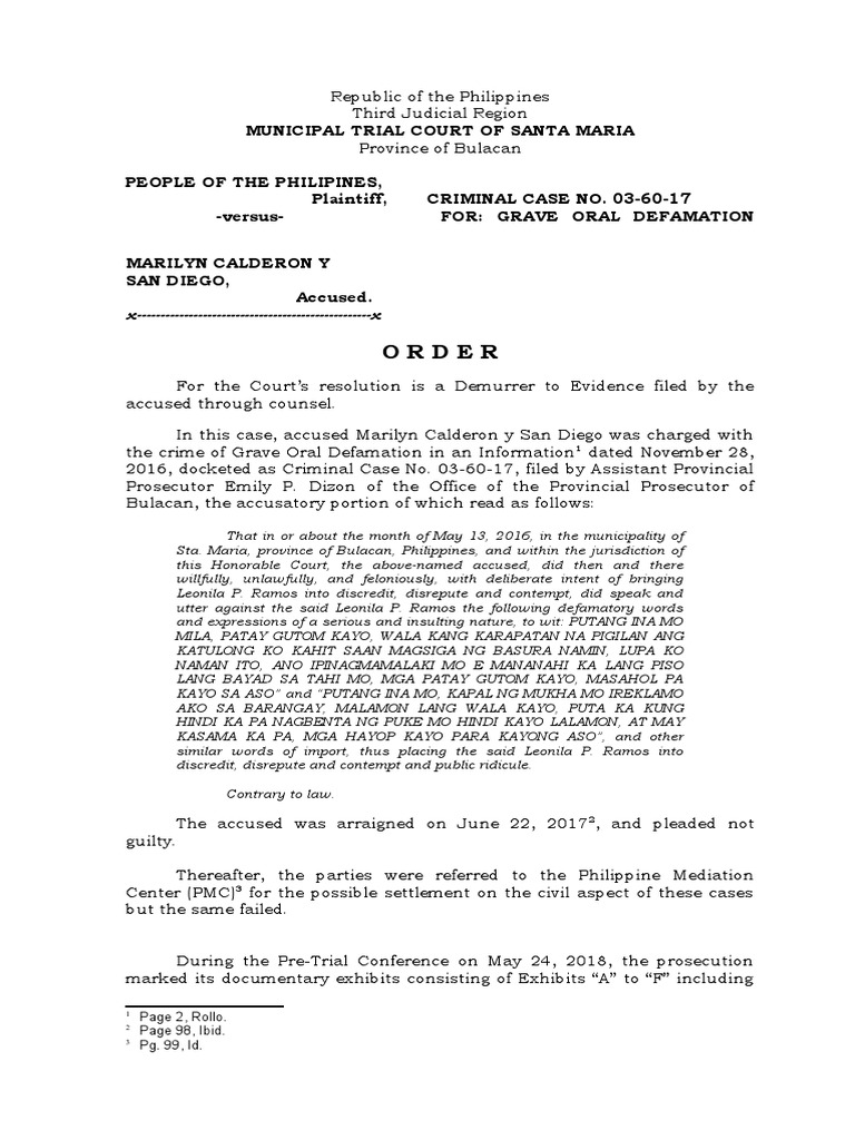 Sample Decision Grave Oral Defamation | PDF | Defamation | Burden Of ... Sample Decision Grave Oral Defamation | PDF | Defamation | Burden Of ...