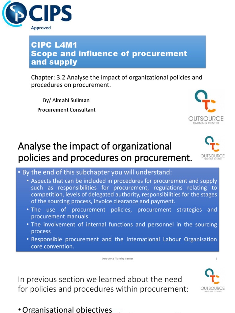 CIPS L4M1.3.2 Impact Policies | PDF | Procurement | Strategic Management