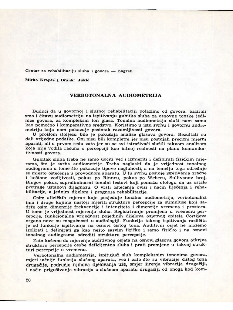 GOVOR - 1967 - Verbotonalna Audiometrija | PDF