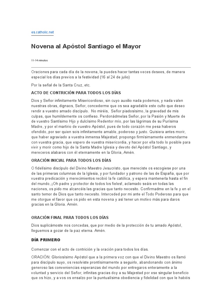 Novena al Apóstol Santiago | PDF | Oración | orador del Señor