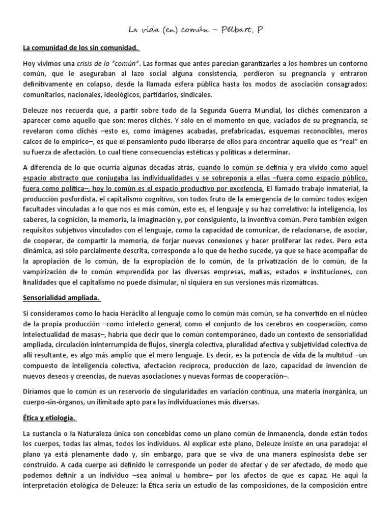 La vida en común según Pélbart | PDF | Sociedad | Nihilismo