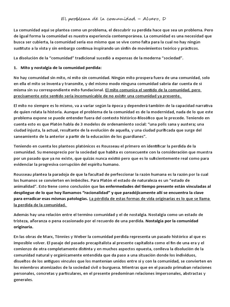 Alvaro - El Problema de La Comunidad | PDF | Georg Wilhelm Friedrich ...