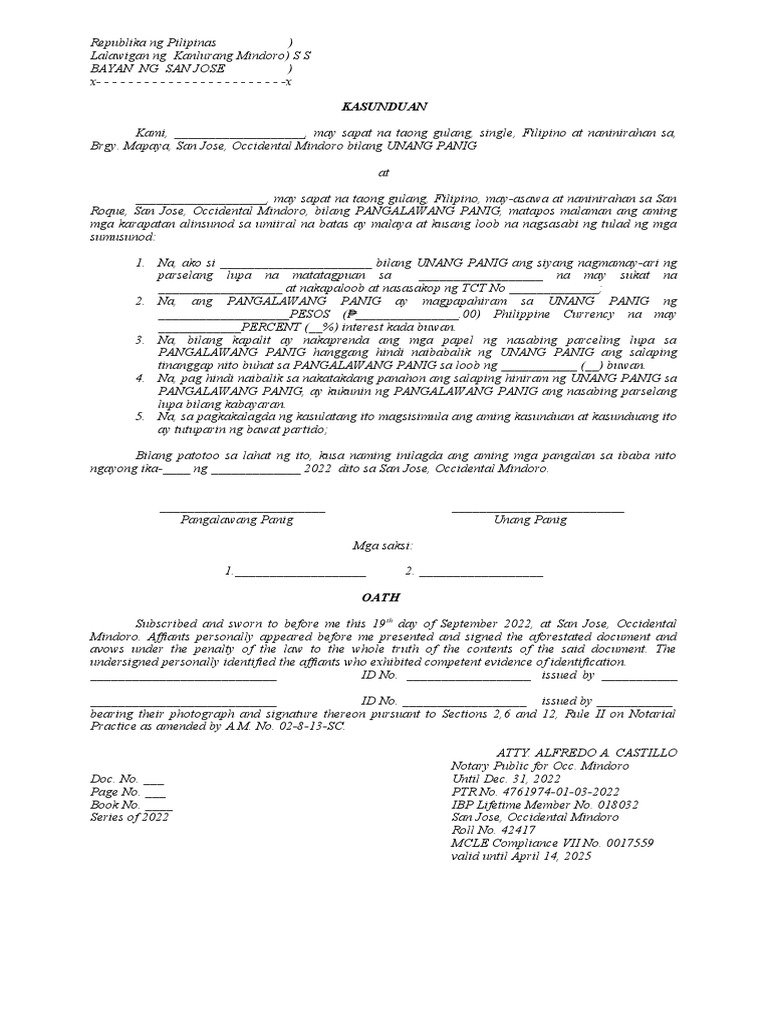 Kasunduan Sanglaan Blank | PDF