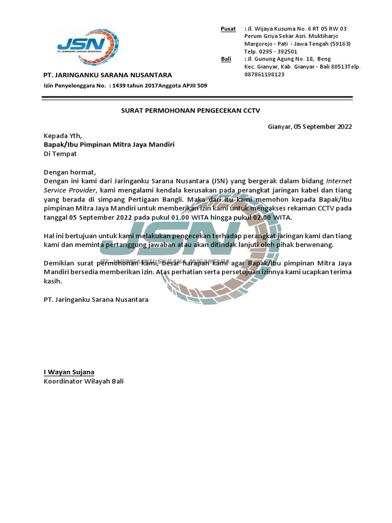 Permohonan Pengecekan CCTV | PDF