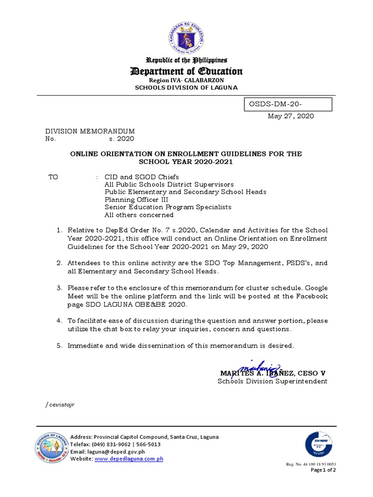 DM Enrolment Orientation SY2020 2021 | PDF