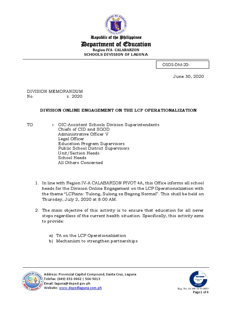Memo On LCP Operationalization 2 | PDF