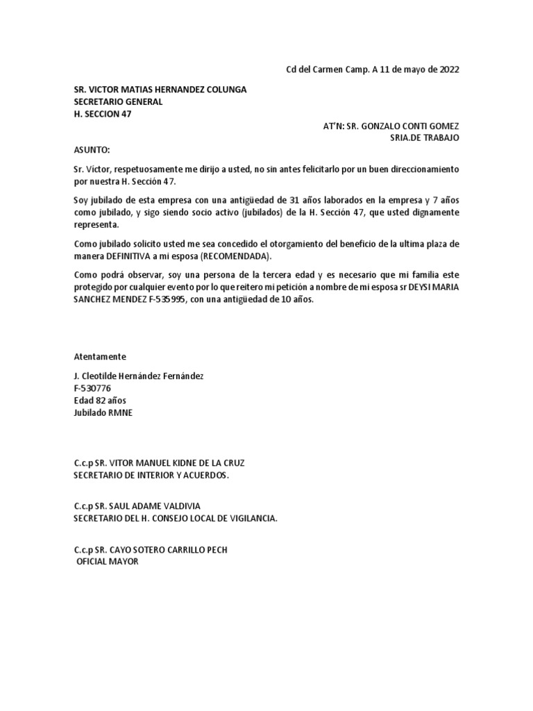 Oficio Secc 47 | PDF