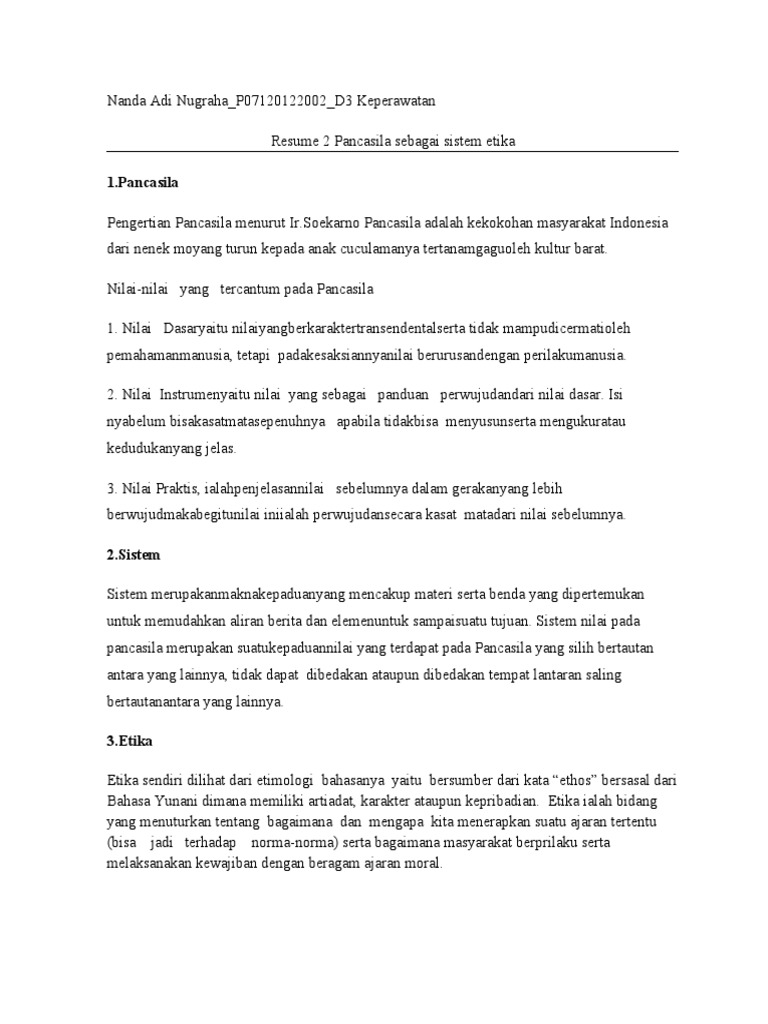 02 - Nanda Adi Nugraha - Resume 2 Pancasila | PDF