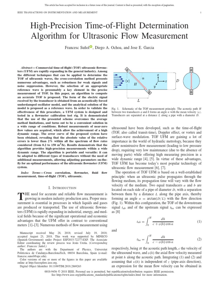 High-Precision Time-of-Flight Determination Algorithm For Ultrasonic Flo.. | PDF | Flow ...