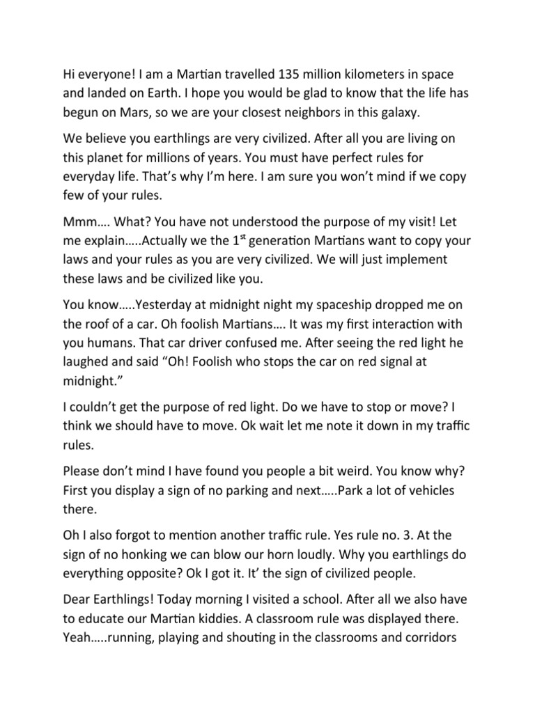 Martian Observations on Earth Rules | PDF | Art | Poetry