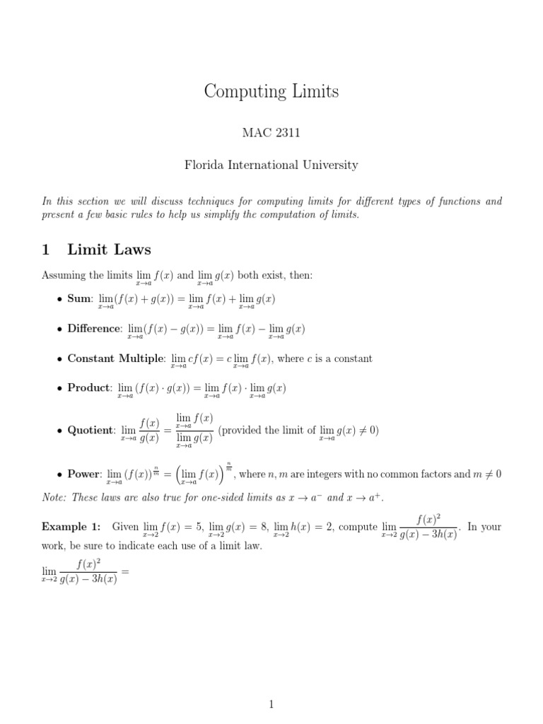 2-Computing Limits | PDF | Mathematics | Algebra