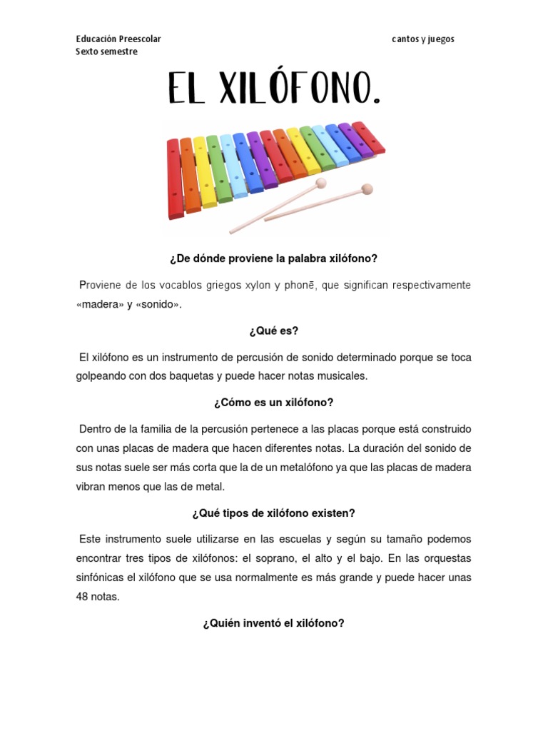 El Xilófono Pdf Escala Música Acorde Música
