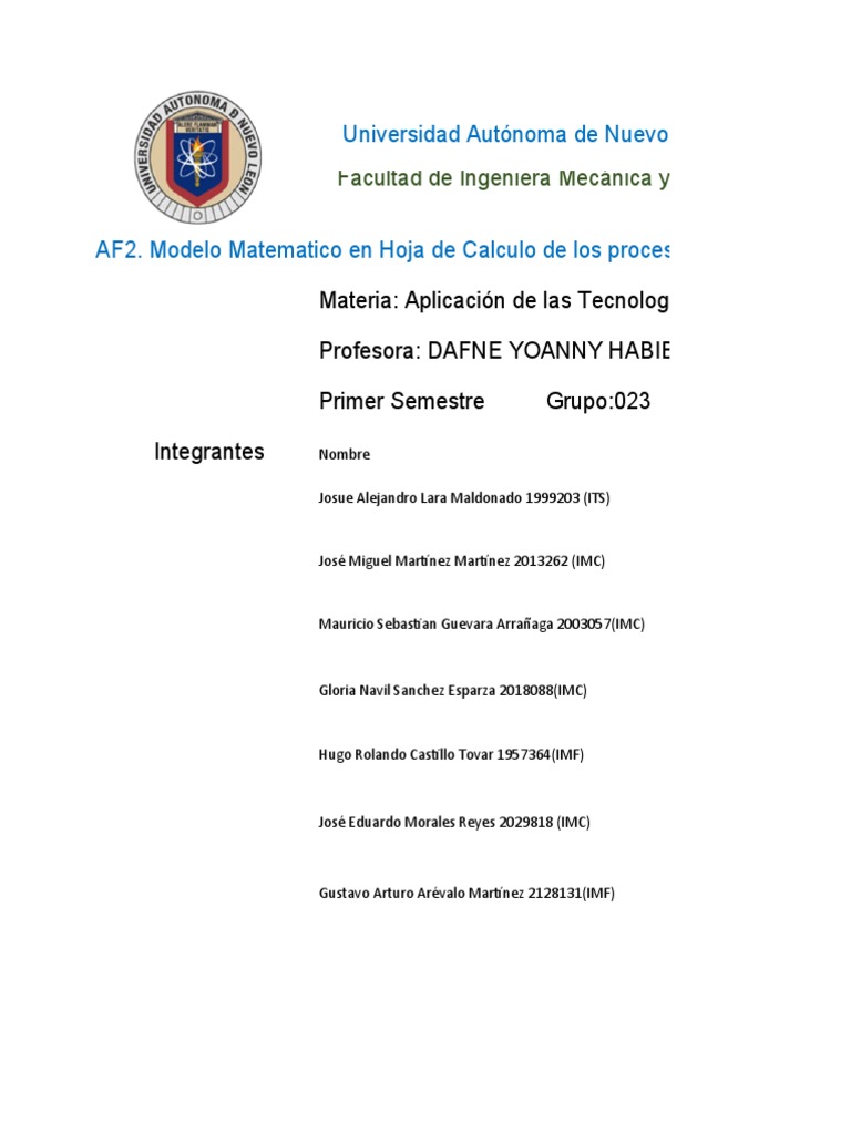 Modelo de Hoja de Calculo Matematico AF2 | PDF | Contaminación | Reciclaje