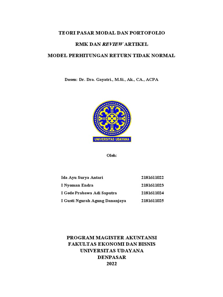 Abnormal Return dan Model Perhitungan | PDF | Pengelolaan Keuangan & Uang