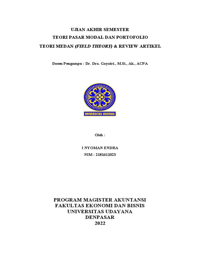 I Nyoman Endra - Uas Pasar Modal & Portofolio | PDF | Ilmu Sosial | Filsafat