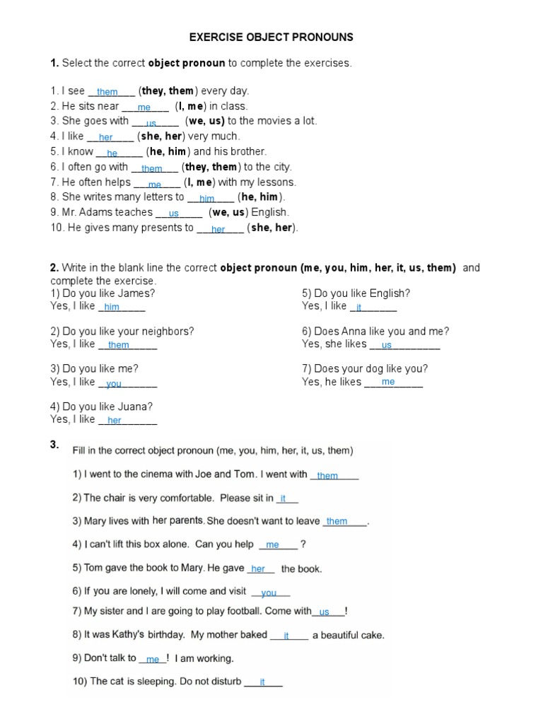 Object Pronouns Exercise | PDF