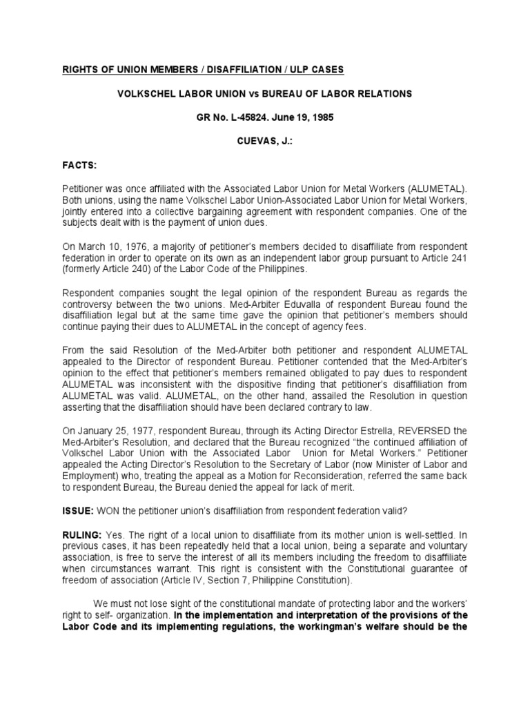 Volkschel Labor Union Vs BLR | PDF | Labour Law | Trade Union
