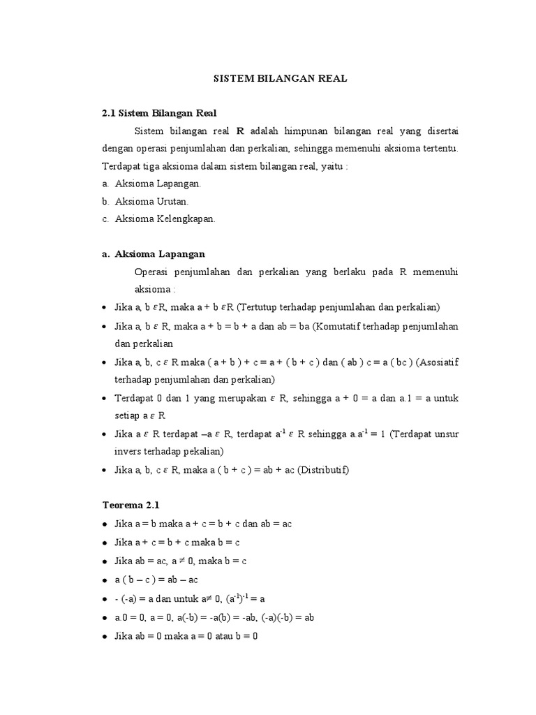 Komponen Sistem Bilangan Real | PDF | Sains & Matematika