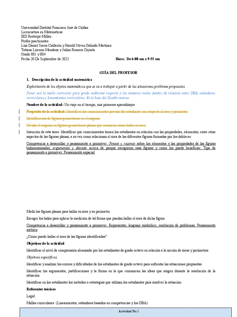 SECUENCIA DE ACTIVIDADES PRÁCTICA IV 2022-3 Grupo 01 | Descargar gratis PDF | Evaluación | Geometría
