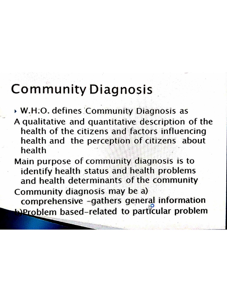 Community Diagnosis | PDF