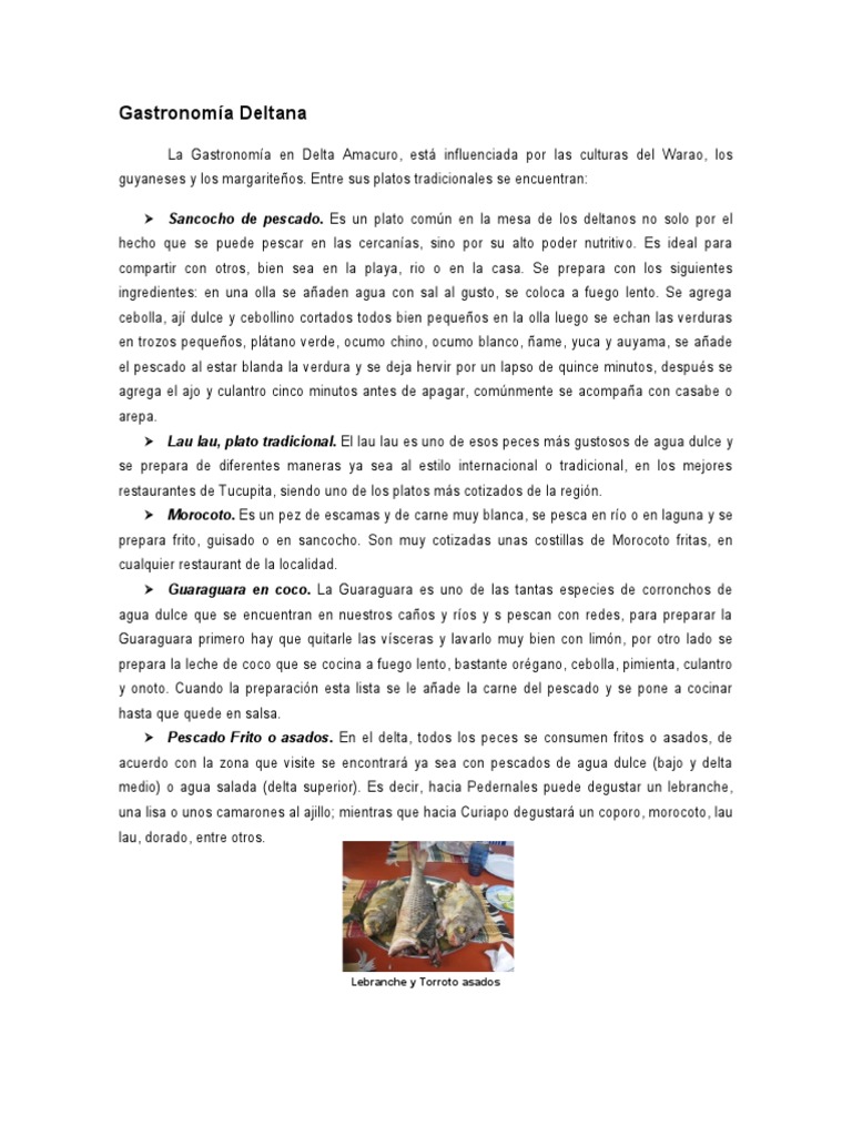 Gastronomía del Delta Amacuro: Morocoto y Lau Lau | PDF | Maíz | Cocina