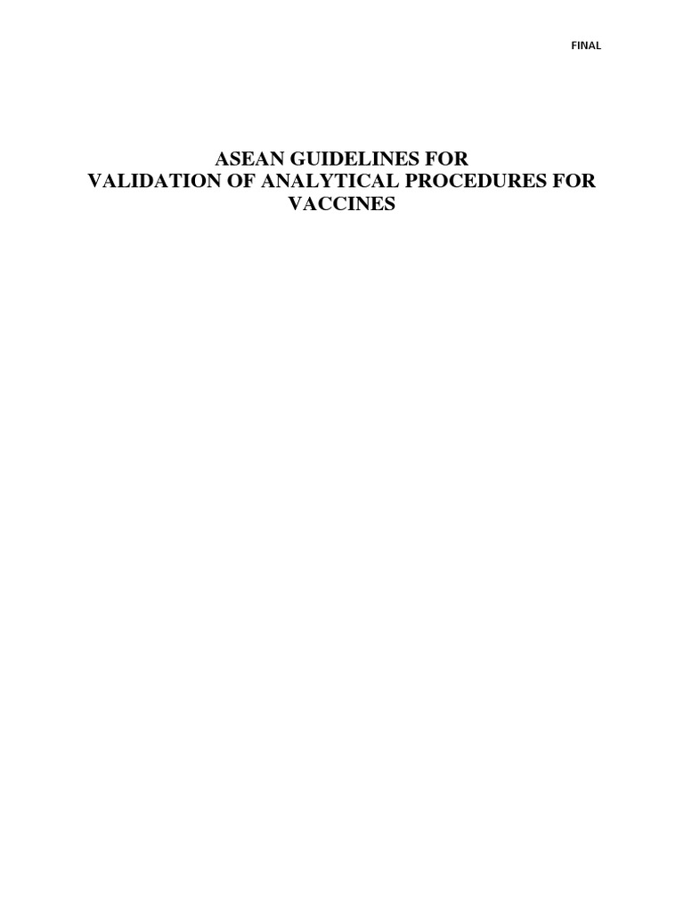ASEAN Guidelines For Validation of Analytical Procedures For Vaccines ...