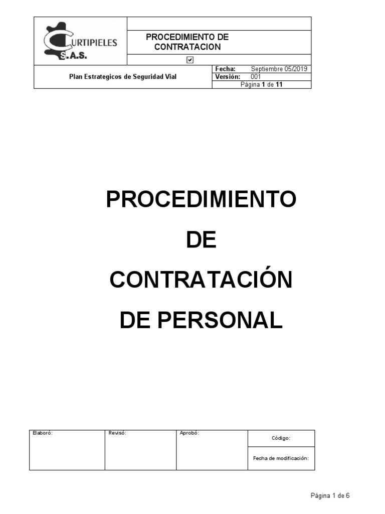 Procedimiento de Contratacion de Personal V1 | PDF | Archivo de ... Procedimiento de Contratacion de Personal V1 | PDF | Archivo de ...