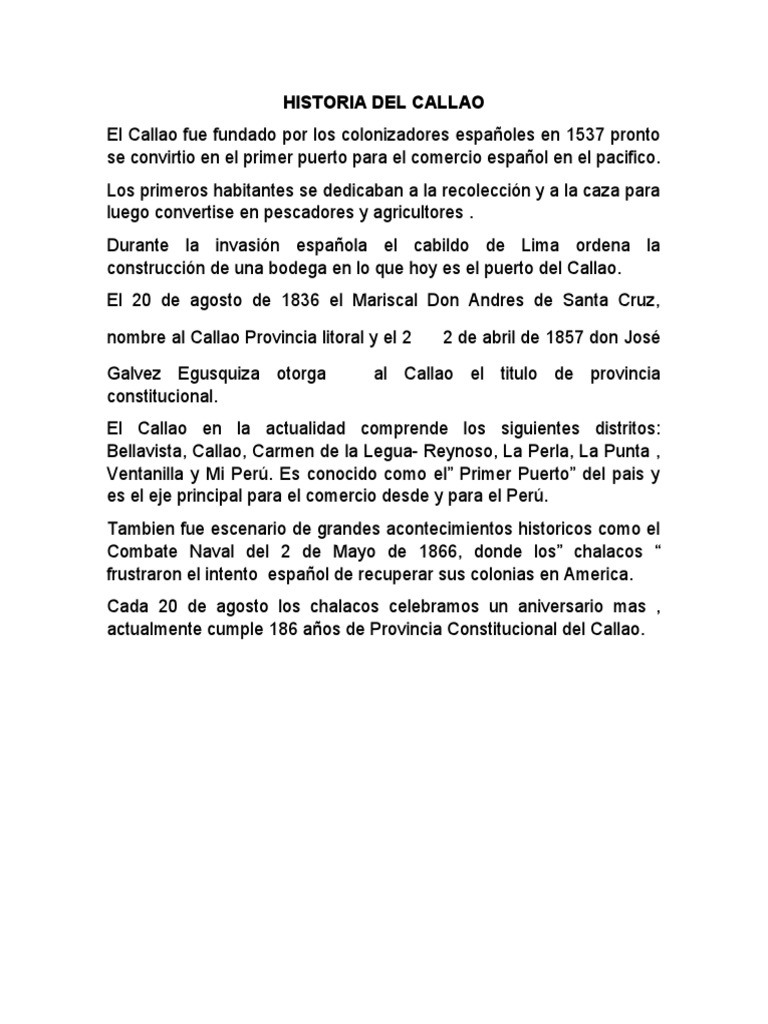 Historia Del Callao | PDF