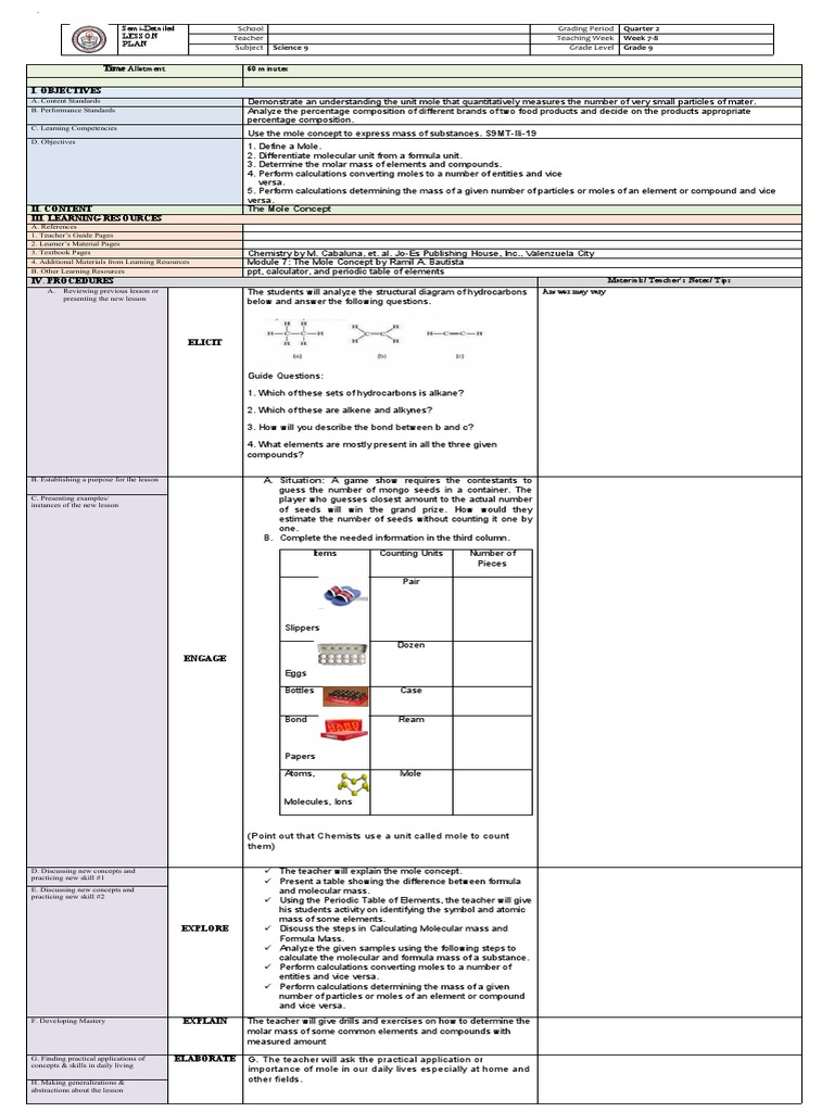 DLP For Retooling Hybrid Teaching Mole | PDF | Mole (Unit) | Molecules