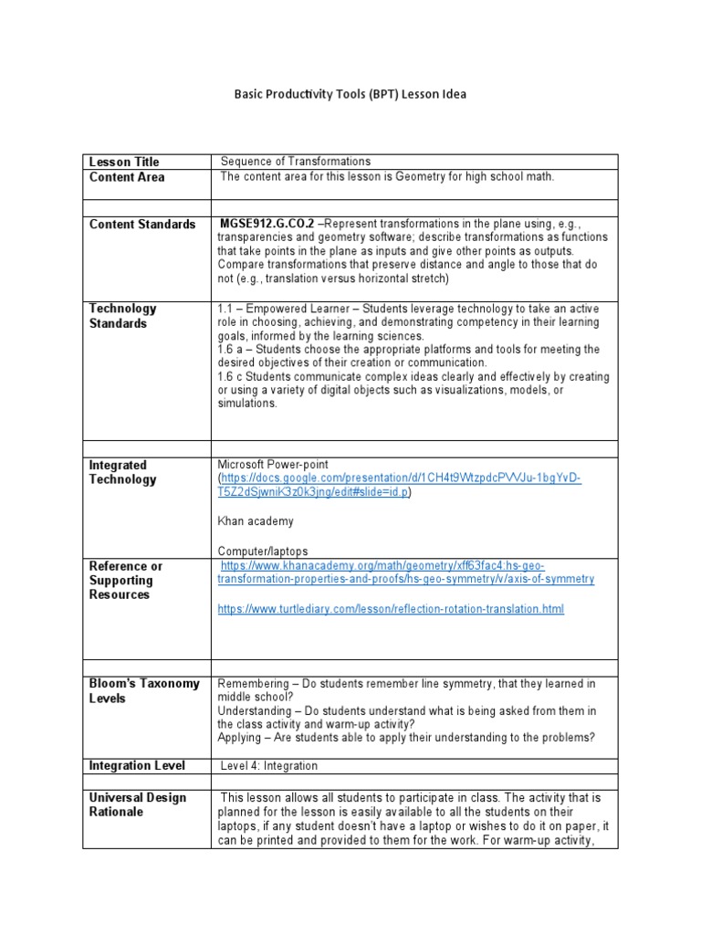 Lesson Idea 3 Template | PDF | Learning | Simulation