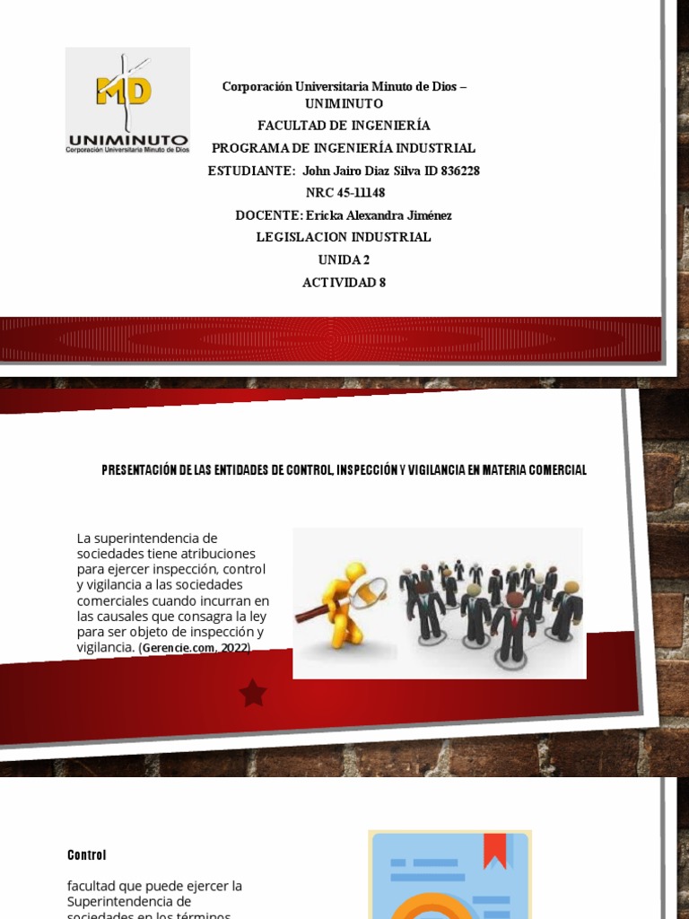 Unid 2 Act 8 Presentación de Las Entidades de Control, Inspección y Vigilancia en Materia ...