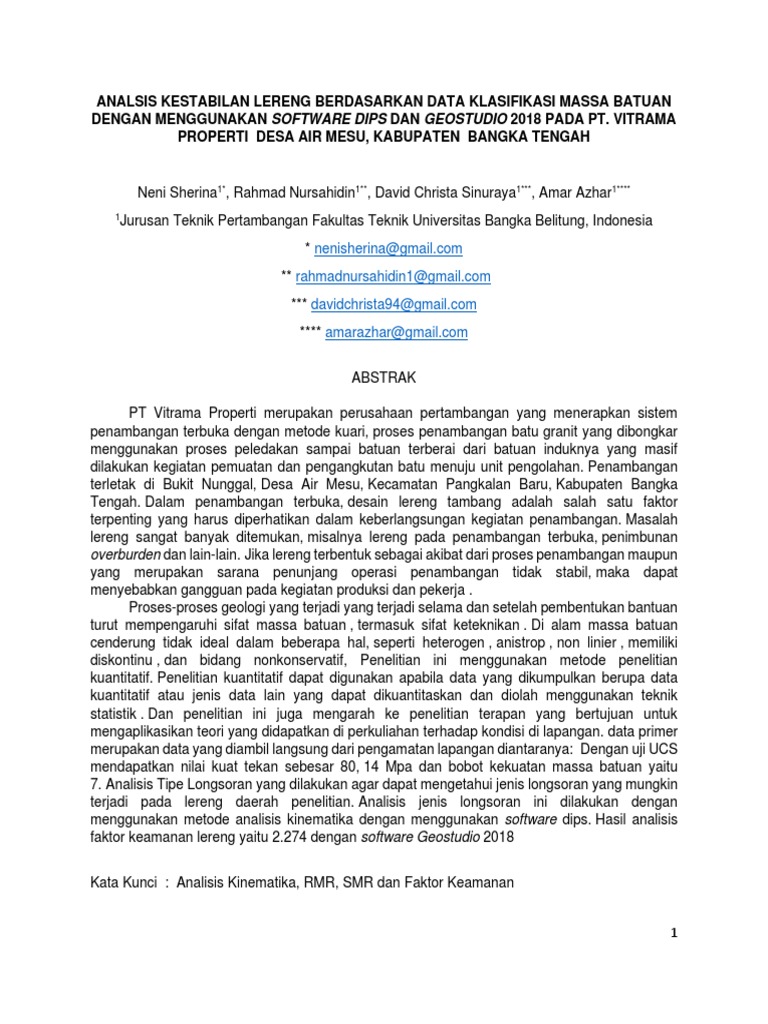 Jurnal Geoteknik PT Vipro Kelompok 1 | PDF