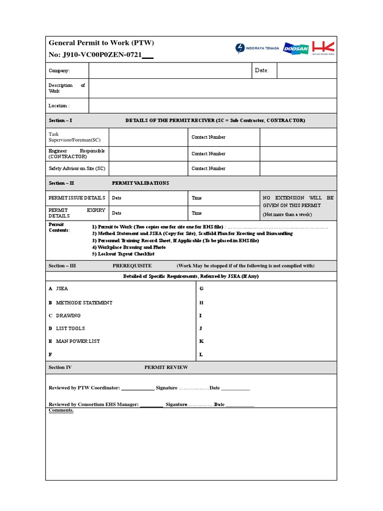 General Permit To Work | PDF | Business