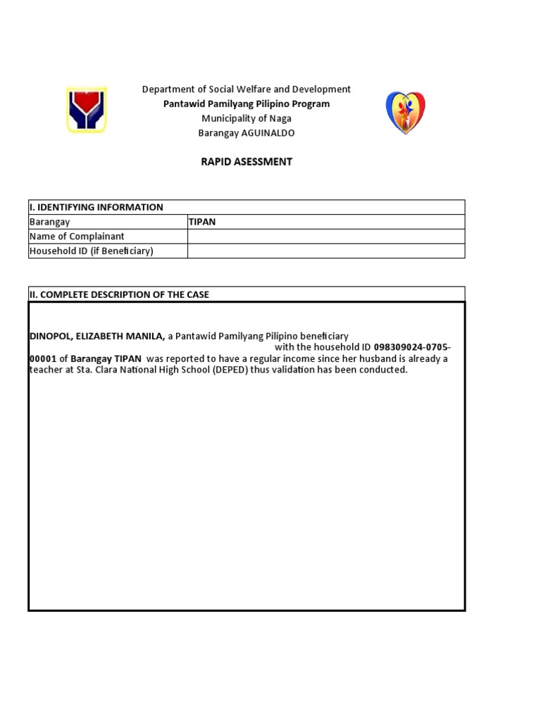 Naga Rapid Assessment: Pantawid Cases | PDF | Educational Assessment