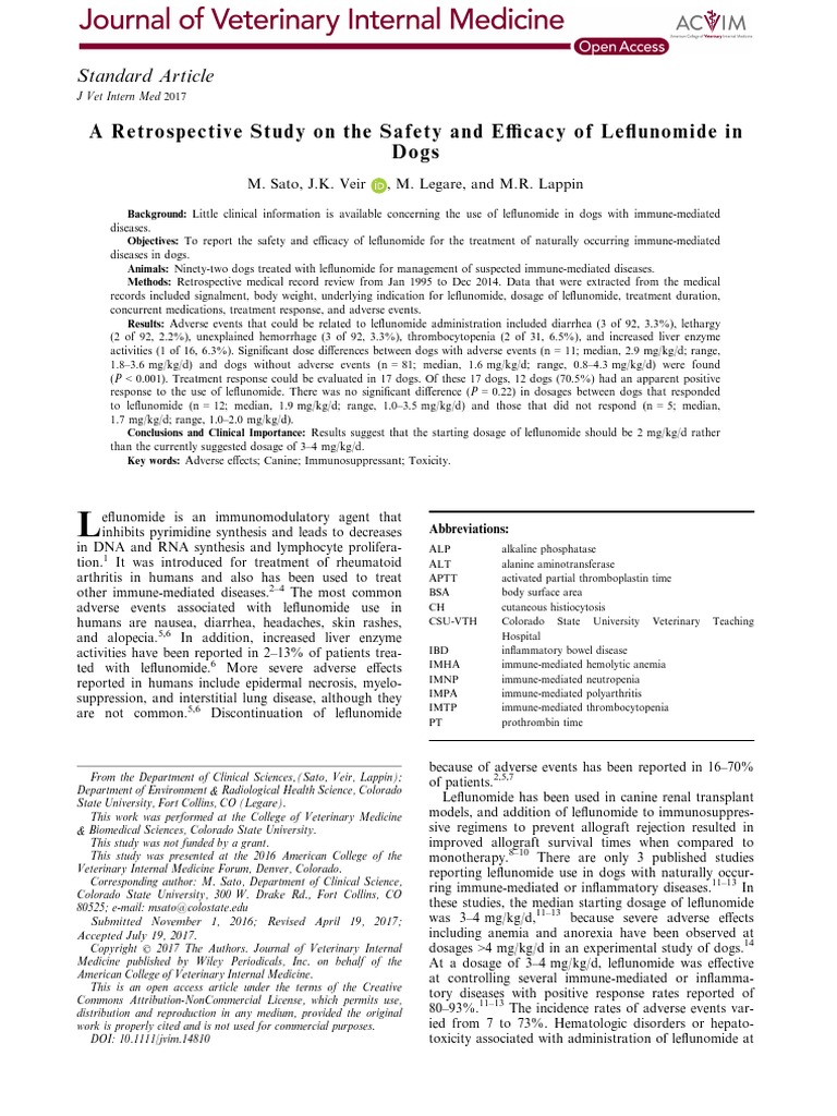Leflunomide in Dogs | Download Free PDF | Clinical Medicine | Medical ...