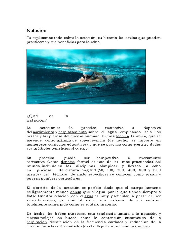 ¿Qué Es La Natación? | PDF | Nadando