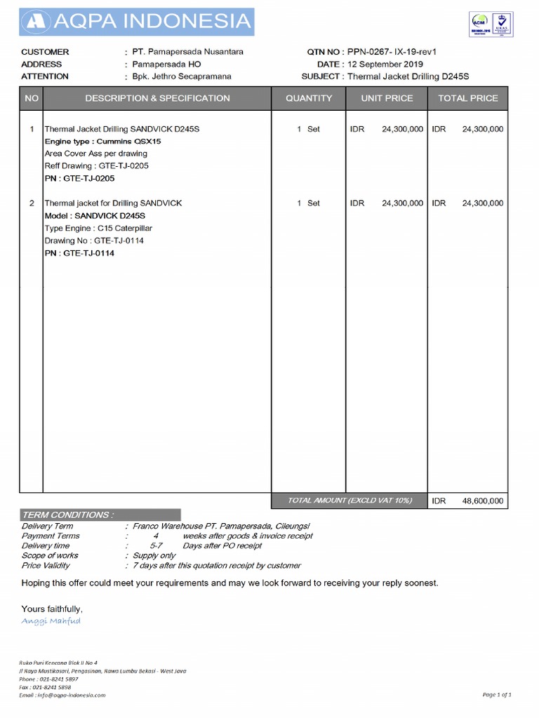 PPN-0267 - IX-19-Rev1 - Thermal Jacket Drilling D245S - HO | PDF
