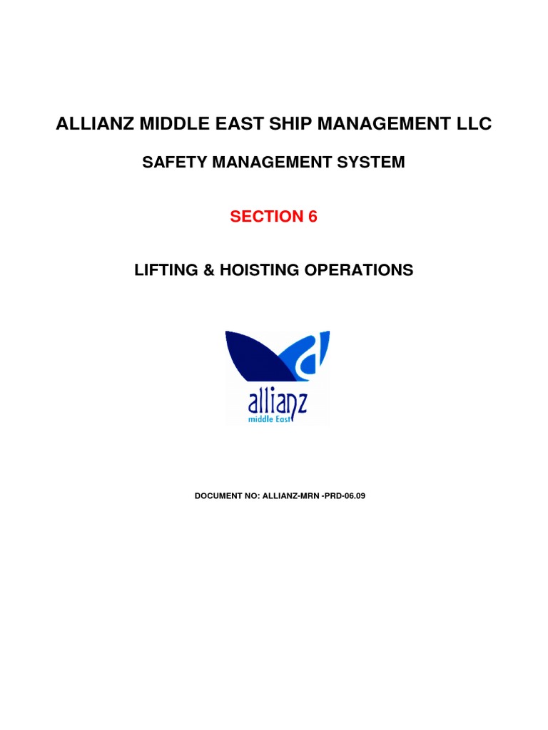 ALLIANZ-MRN-PRD-06.09-rev.00 - Lifting and Hoisting Operations | PDF ...