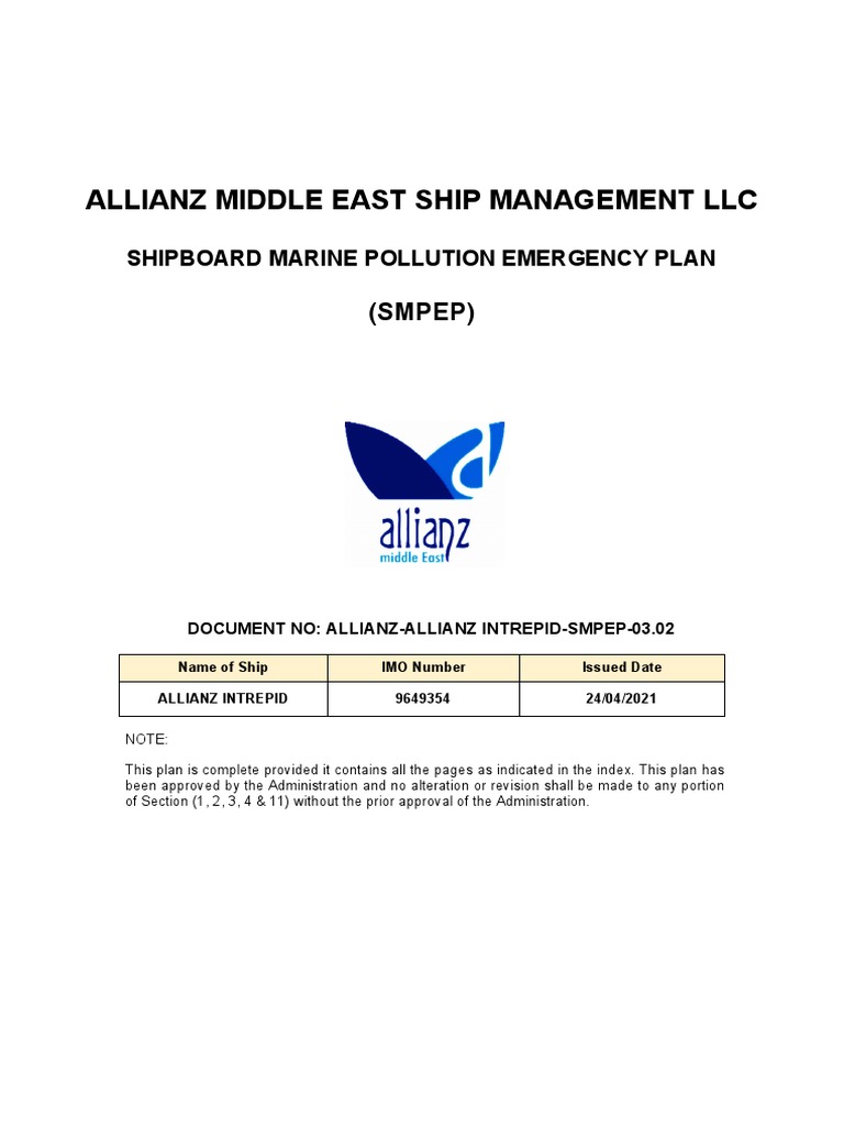 Allianz Intrepid-Smpep | PDF | Ships | Oil Spill