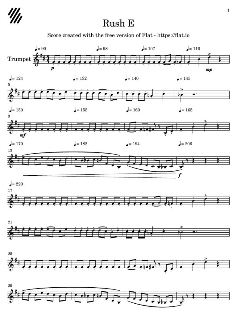Rush E Trumpet Sheet Music | PDF