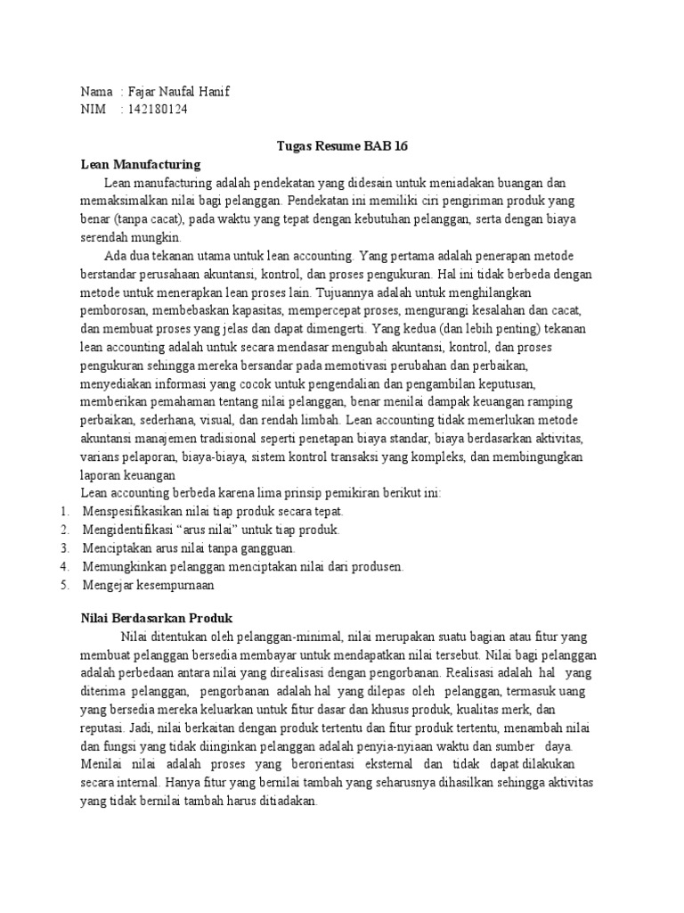 Resume Bab 16 - Fajar Naufal HAnif - 142180124 | PDF