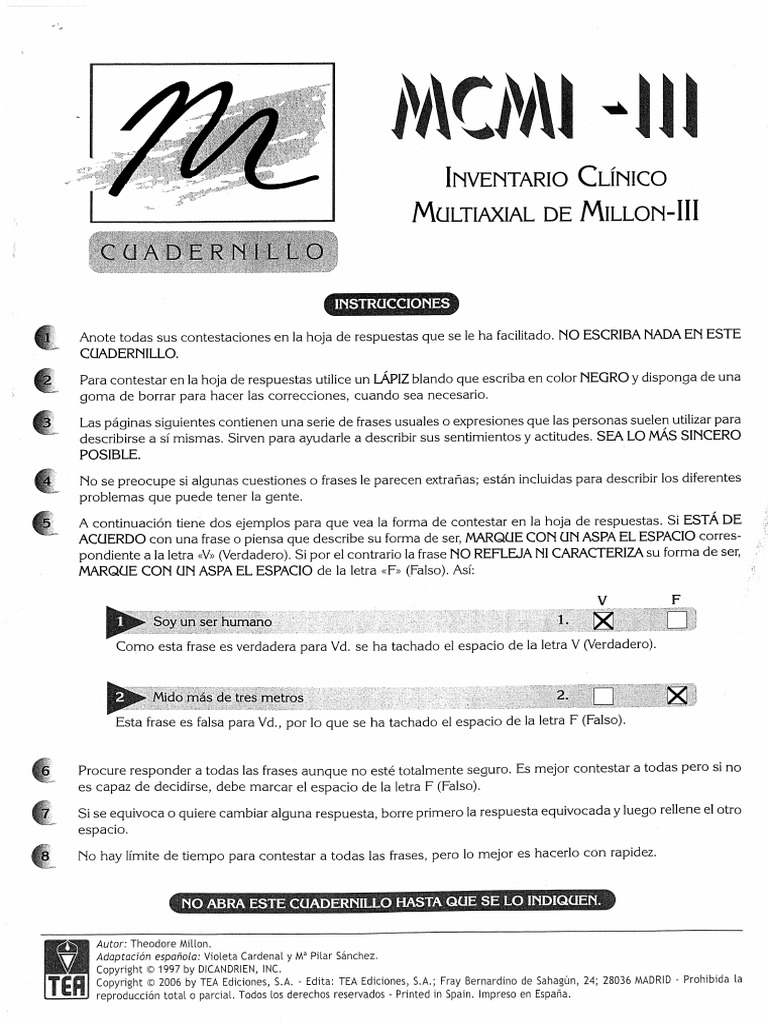 Mcmi-Iii Prueba | PDF
