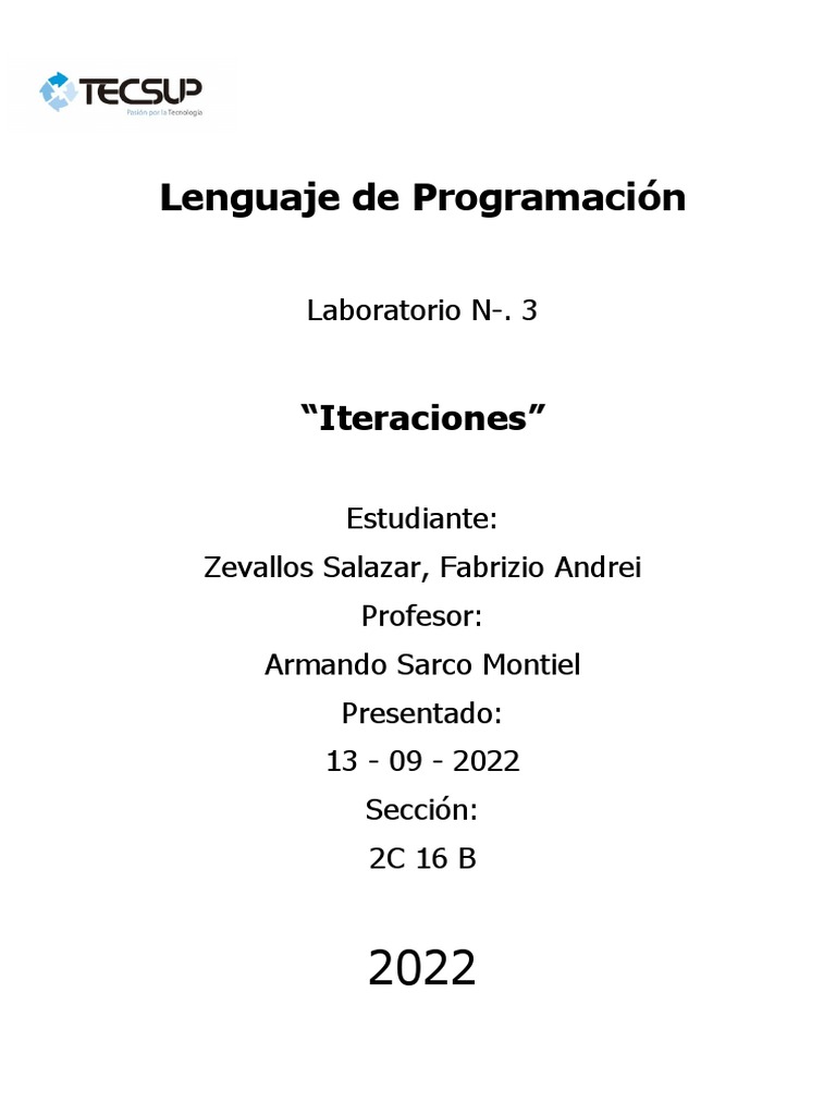 Laboratorio N 3 Lenguaje de Programacion | PDF | Python (lenguaje de ...