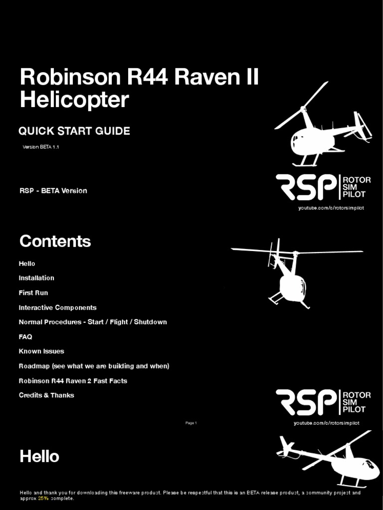 RSP Robinson R44 Quick Start Guide BETA1.1 | PDF | Clutch | Helicopter ...