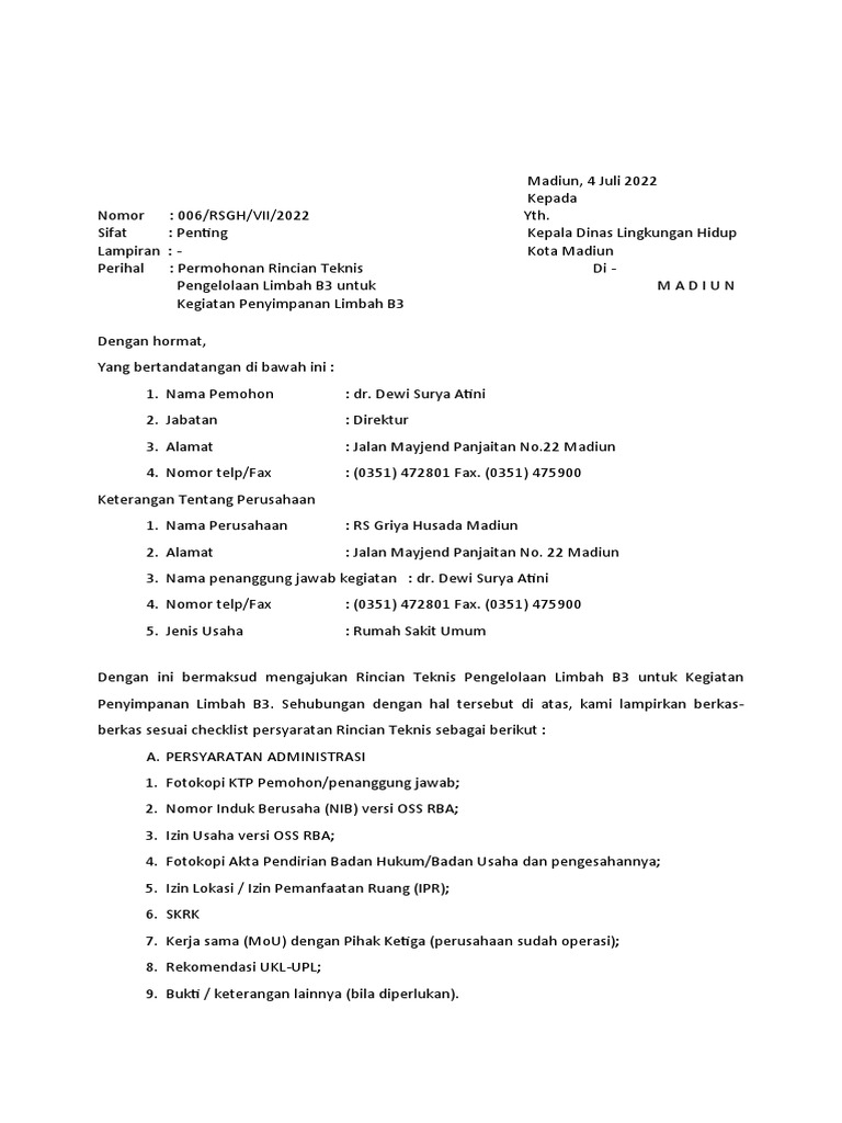 Permohonan Rintek | PDF