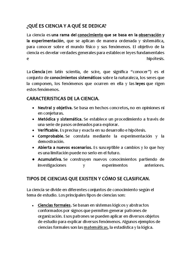 Qué Es Ciencia y A Qué Se Dedica | PDF | Science | Experimentar