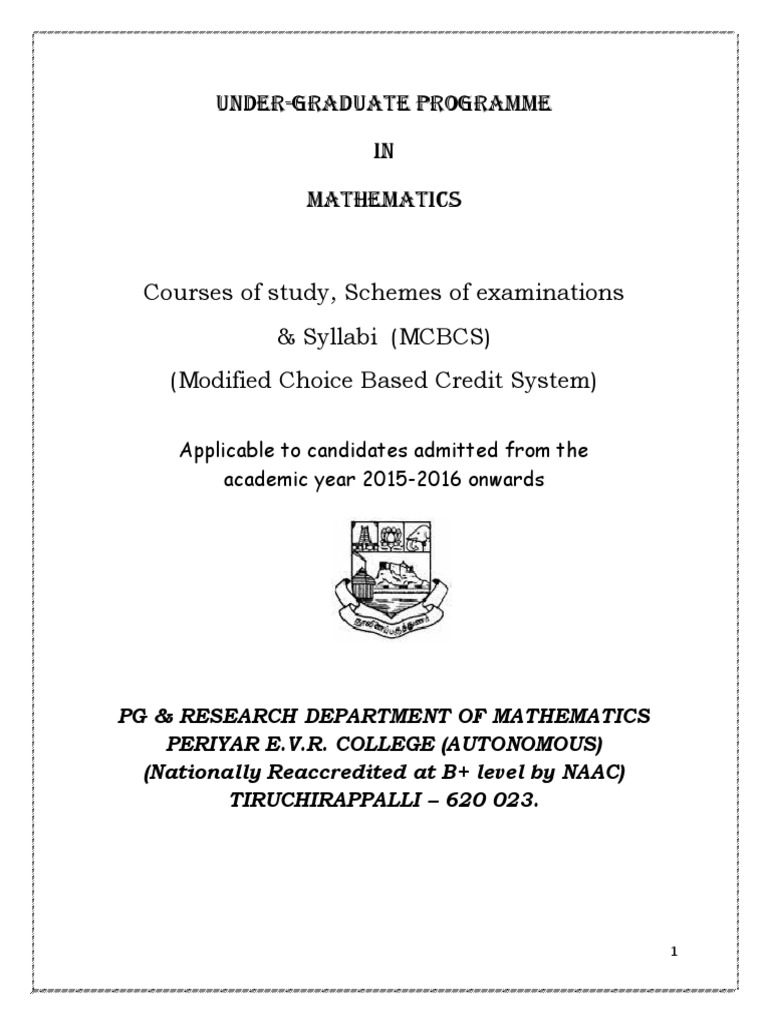 B.SC - Maths Syllabus | PDF | Series (Mathematics) | Partial ...